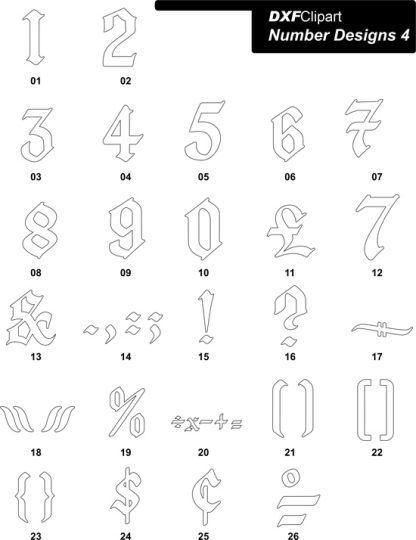 DXF Number Designs 4 - DXF Clip Art